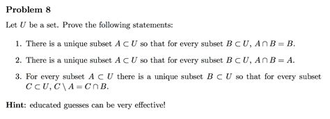 Solved Let U Be A Set Prove The Following Statements 1 Chegg Com