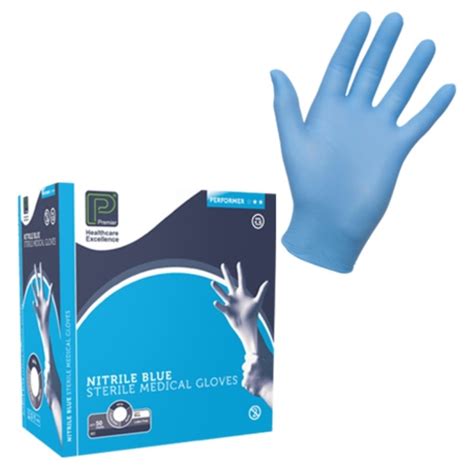 Premier Sterile Accelerator Free Nitrile Examination Gloves Blue Smlxl