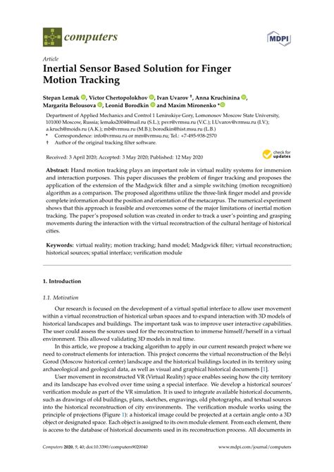 PDF Inertial Sensor Based Solution For Finger Motion Tracking
