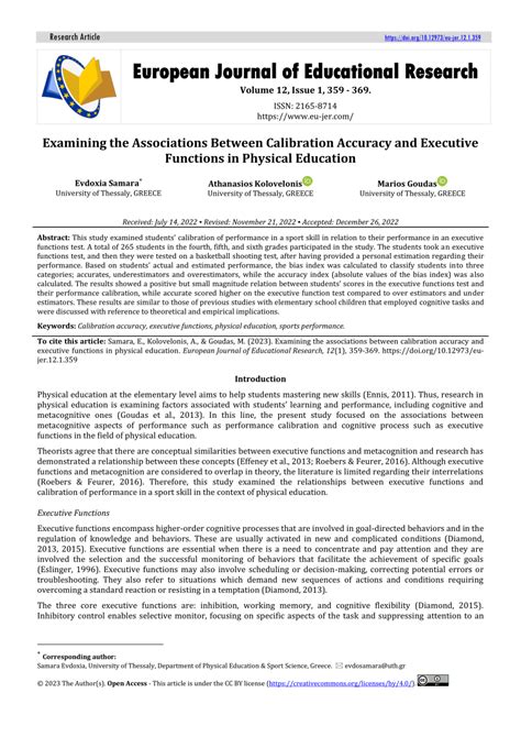 Pdf Examining The Associations Between Calibration Accuracy And Executive Functions In