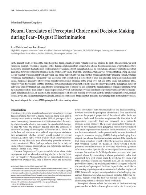 Pdf Neural Correlates Of Perceptual Choice And Decision Making During