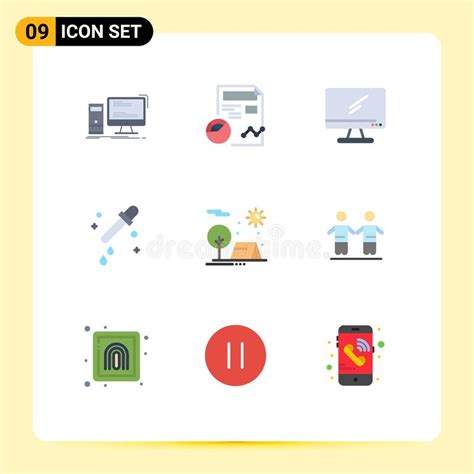 Set Of 9 Modern Ui Icons Symbols Signs For Science Dropper Analytics Pc Device Stock Vector