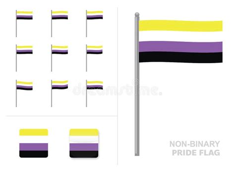 Non Binary Pride Flag Waving Animation App Icon Vector Stock Image