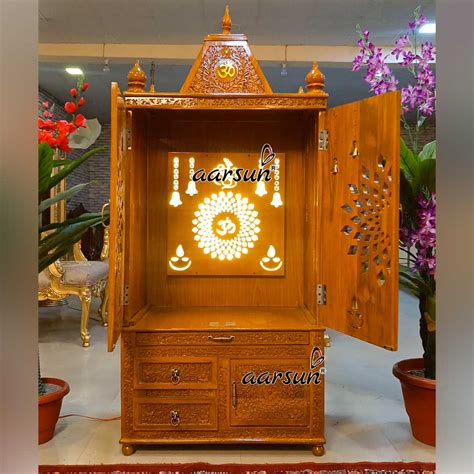 Modern Design Pooja Temple With Led Lights Om Jali Factory Price
