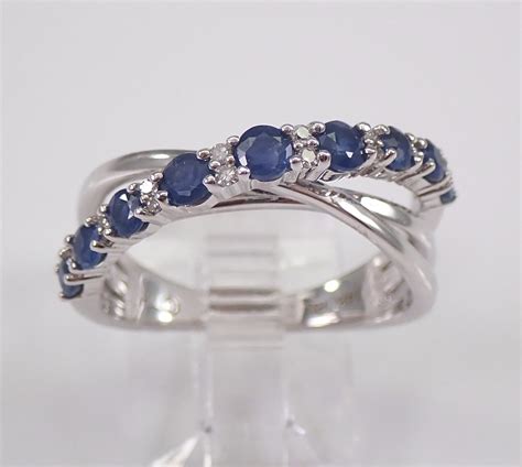 Sapphire And Diamond Ring 14k White Gold Sapphire Anniversary Band