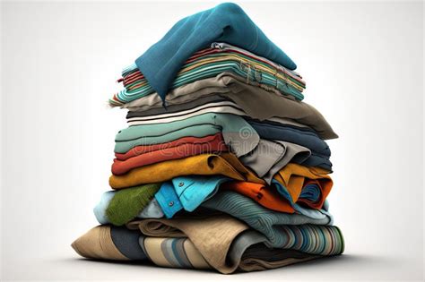 A Stack Of Fabric Clothes On A White Background Generative Ai Stock Illustration Illustration