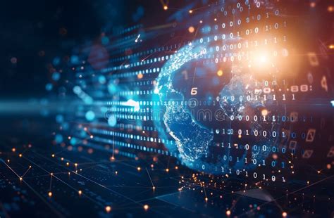 Digital Globe With Binary Code Patterns Representing Global Data