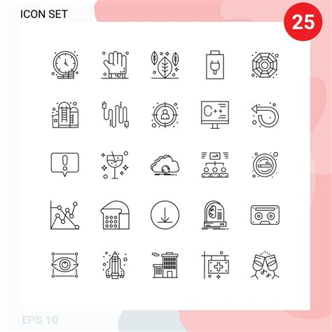 Set Of 25 Modern Ui Icons Symbols Signs For Symbol China Scary Electric Battery Editable Vector