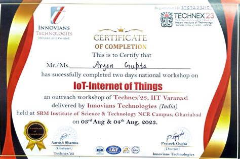 Iot Technex23 Iitvaranasi Workshops2023 Srmist Aryan Gupta