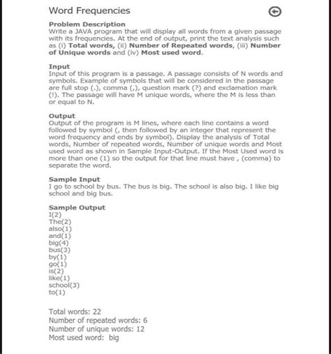 Solved Word Frequencies Problem Description Write A Java
