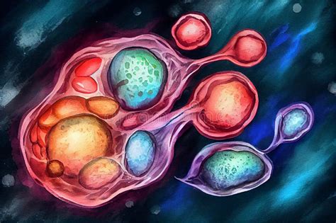 human cells under microscope generative ai illustration stock illustration illustration of