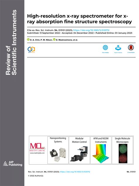 Pdf High Resolution X Ray Spectrometer For X Ray Absorption Fine Structure Spectroscopy