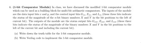 Solved Bit Comparator Module In Class We Have Chegg