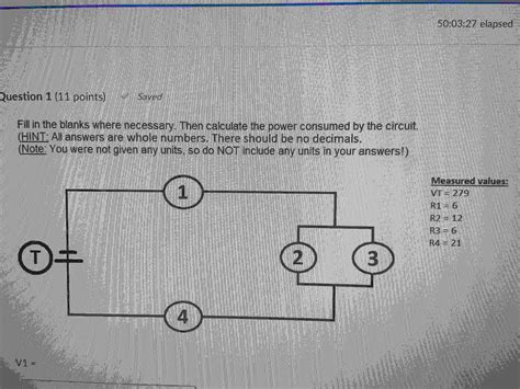 Solved 500327 Elapsed Question 1 11 Points Saved Fill In The
