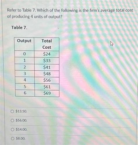 solved refer to table 7 which of the following is the