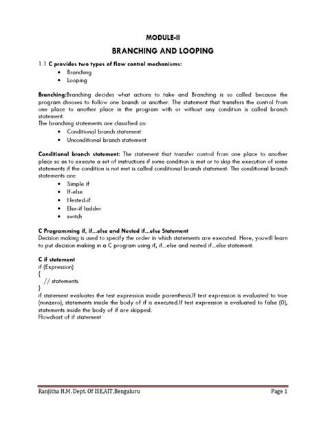 Module 2 Conditional Statements And Unconditional Statementsppt Pdf Pdf Control Flow Computing