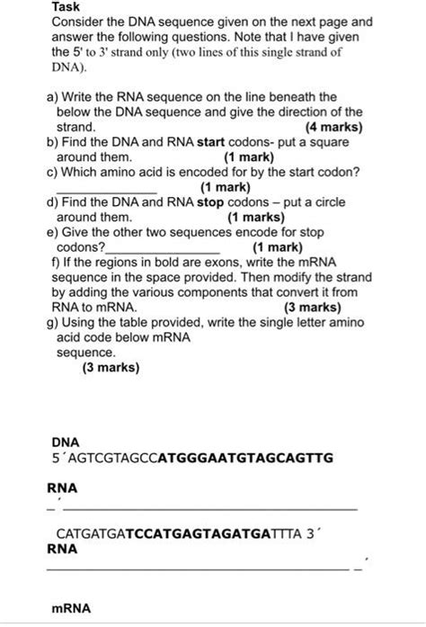 solved task consider the dna sequence given on the next page