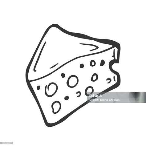 녹은 치즈 웨지 낙서 흰색 배경에 고립 된 치즈 웨지 조각의 손으로 그린 벡터 낙서 건강한 생활방식에 대한 스톡 벡터 아트 및