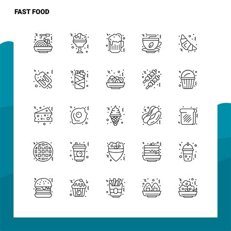 Set Of Fast Food Line Icon Set 25 Icons Vector Minimalism Style Design Black Icons Set Linear
