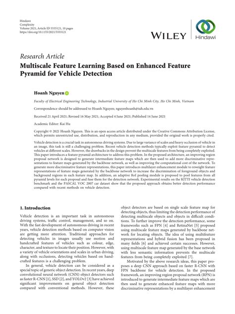 Pdf Multiscale Feature Learning Based On Enhanced Feature Pyramid For Vehicle Detection