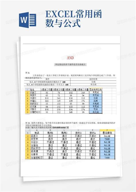 excel常用函数与公式Word模板下载 编号qedkbvwe 熊猫办公