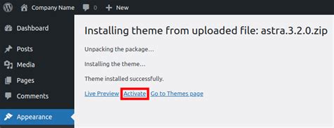 install a wordpress theme tutorial inmotion hosting