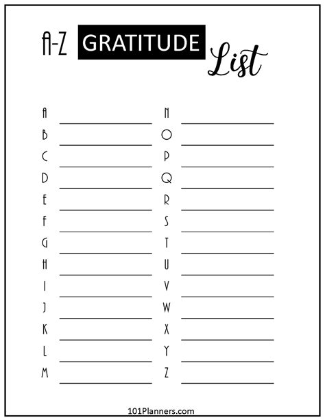 A To Z Gratitude Worksheet Printable Dola Printable