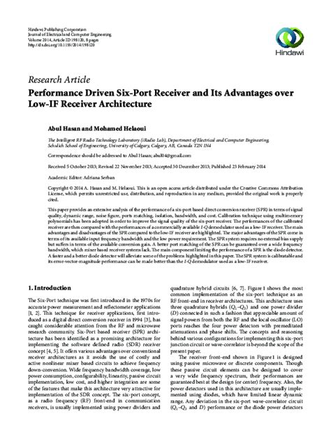 Pdf Six Port Receiver Vs Low If Architecture Analysis