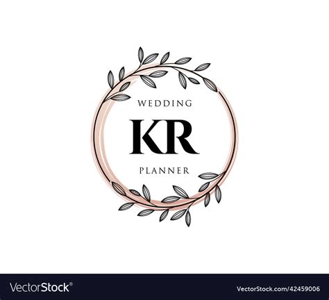 Kr Initials Letter Wedding Monogram Logos Vector Image