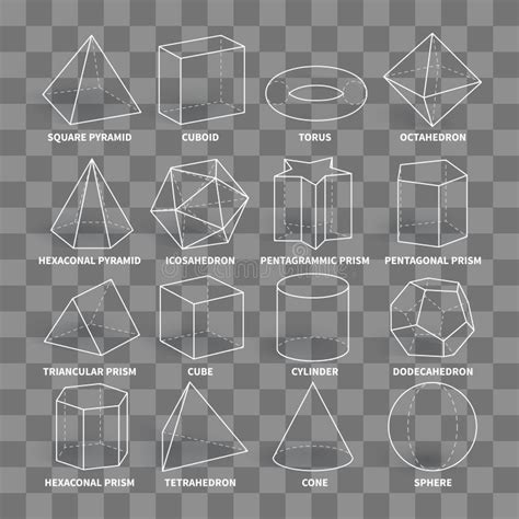 Abstract 3d Math Geometric Outline Shapes Vector Set Stock Vector