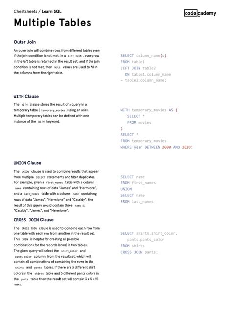 Sql Multipletables Pdf