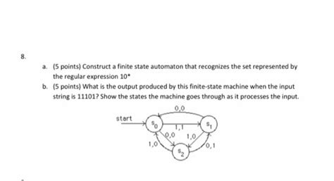 Solved 8 A 5 Points Construct A Finite State Automaton