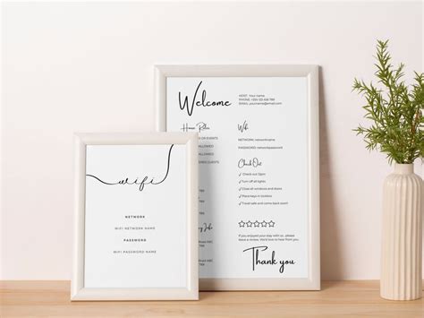 airbnb wifi sign airbnb template canva airbnb host wifi template