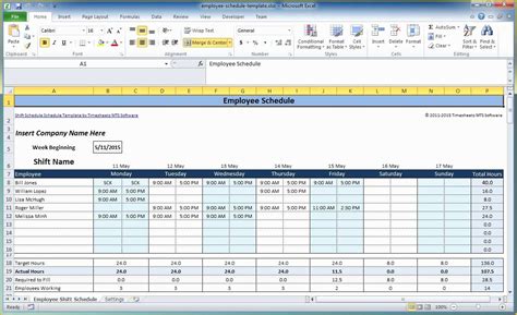 Excel Work Schedule Template Free Of Free Employee And Shift Schedule Templates