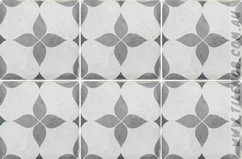 Grey Flower Design Encaustic Look Tile 147x147mm The Tile Mob