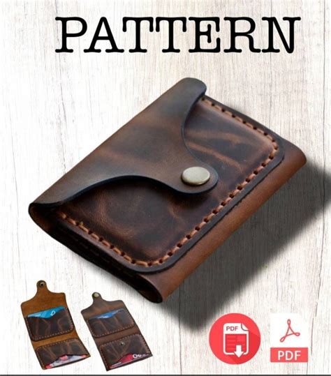 Template Handmade Leather Bifold Wallet Card Holder Pattern Wallet