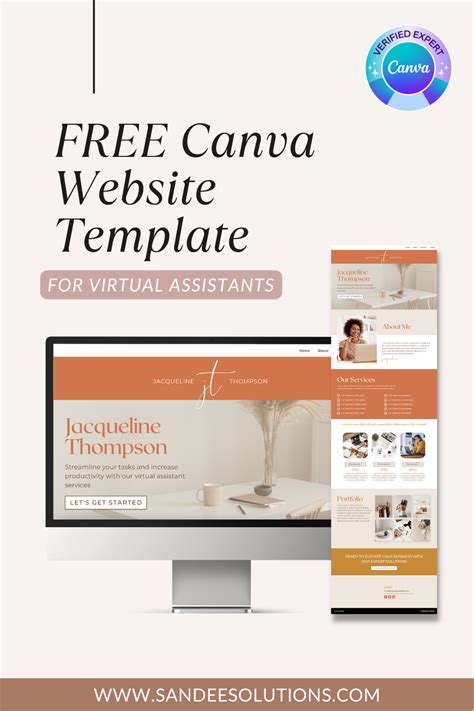 Free Canva Website Template For Virtual Assistants Virtual Assistant Best Website Templates