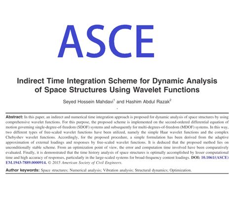 Pdf Indirect Time Integration Scheme For Dynamic Analysis Of Space