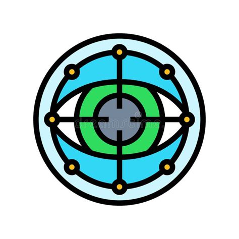Eye Scanning Deep Learning Color Icon Vector Illustration Stock