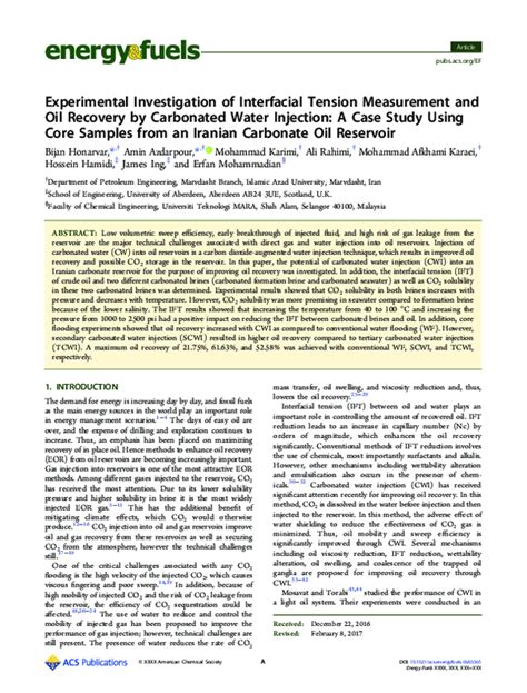 Pdf Experimental Investigation Of Interfacial Tension And Oil