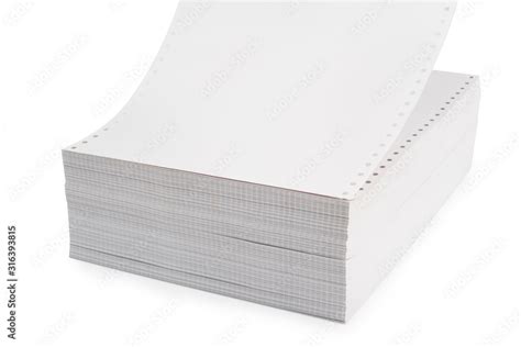 Foto De White Tractor Feed Paper Or Fan Fold Paper Continuous Dot