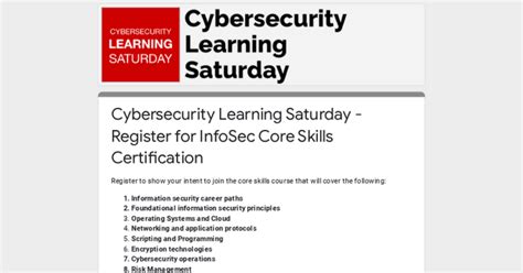 Learn Cybersecurity Skills With Infosec Learning Saturday