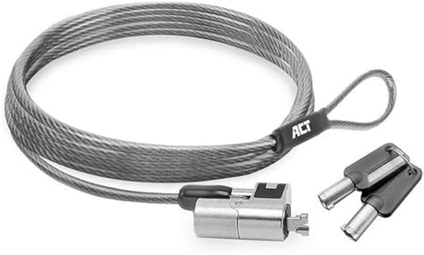 ACT Laptop Lock Security Cable 2m Keyed Cable Nano Slot Notebook Lock Swivel Lock Head
