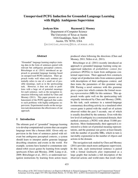 Pdf Unsupervised Pcfg Induction For Grounded Language Learning With Highly Ambiguous Supervision