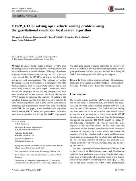 pdf ovrp gels solving open vehicle routing problem using the gravitational emulation local