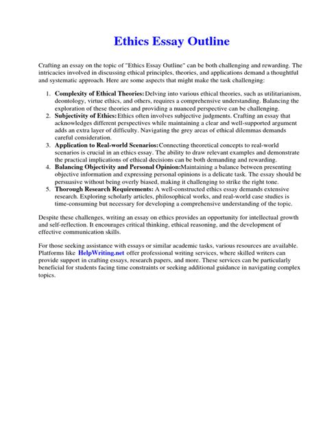 Ethics Essay Outline Pdf Health Care Essays
