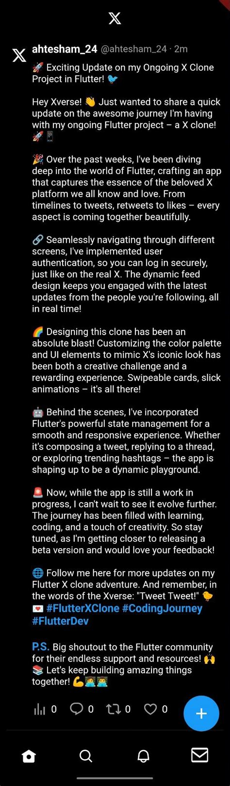 Mohammed Ahteshamuz Zaman On Linkedin Flutterxclone Codingjourney Flutterdev