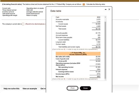Solved Calculate The Following Ratios Current Ratio Times Interest Earned Inventory Turnover