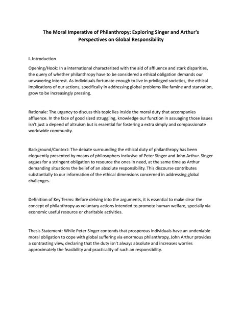 Essay Ik Morality The Moral Imperative Of Philanthropy Exploring