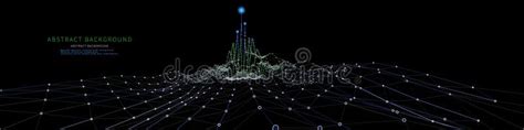 abstract background color graph from points in wavy grid data with glow